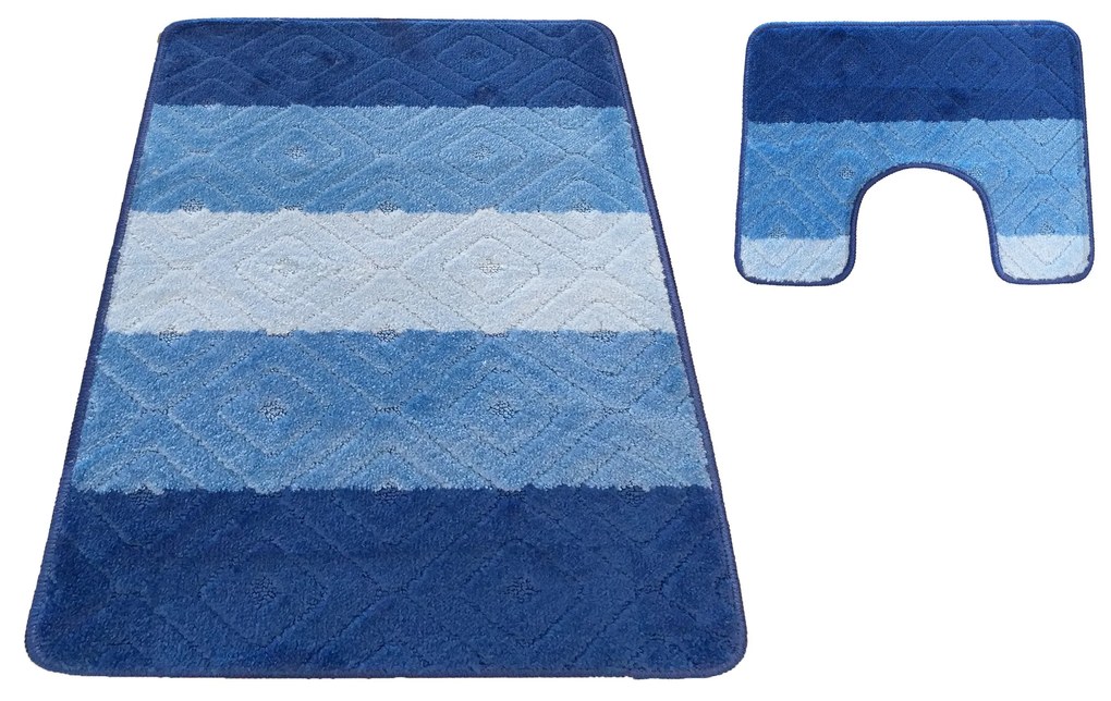 Sada koupelnových koberečků Montana 03N s výřezem - modrá