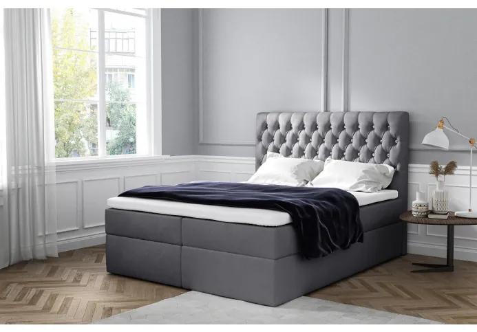 Elegantní čalouněná postel Mandy s úložným prostorem tmavě šedá 160 x 200 + topper zdarma