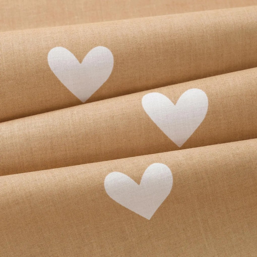 Goldea bavlněný povlak na polštář - srdíčka na podzimní hnědé 50 x 60 cm