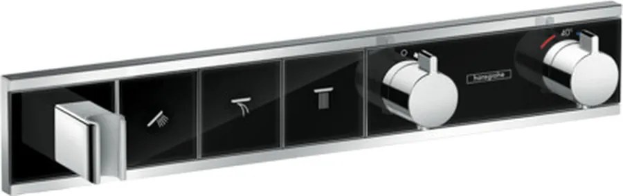 Hansgrohe RainSelect, termostatická sprchová baterie pod omítku, na 3 výstupy, černá/chromová, 15356600
