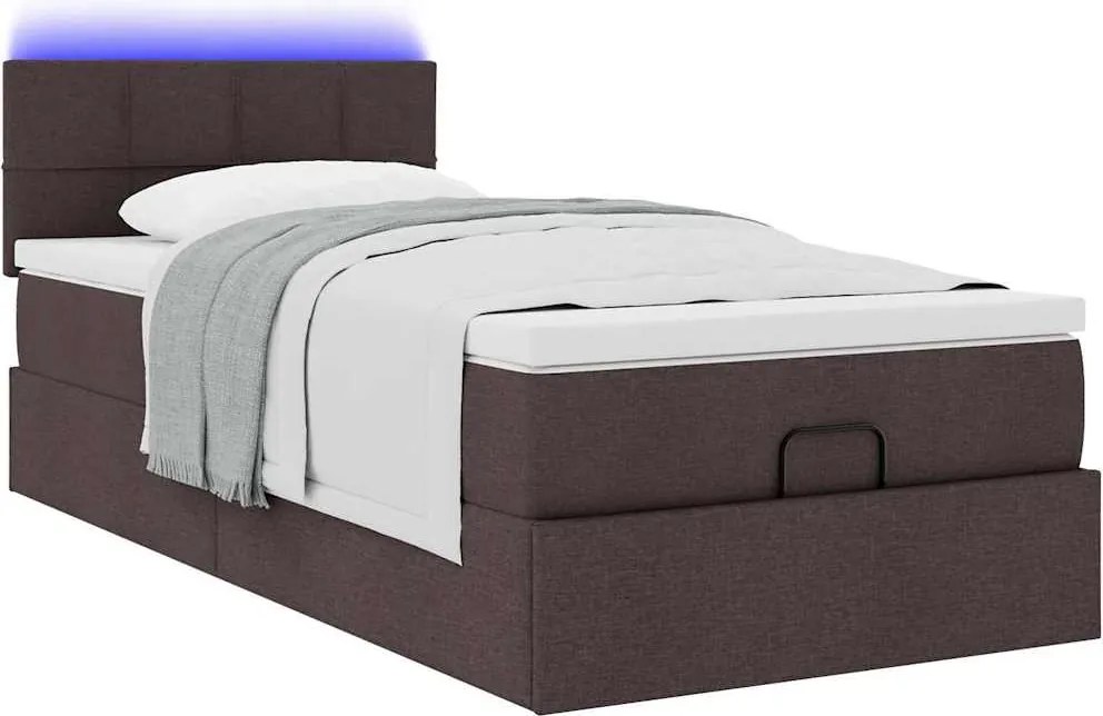 Osmanský rám postele s matrací tmavě šedá 90x190cm textil 3312273