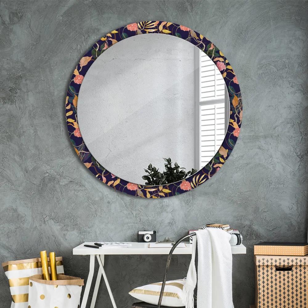 Kulaté dekorativní zrcadlo Akvarelové rostliny fi 100 cm