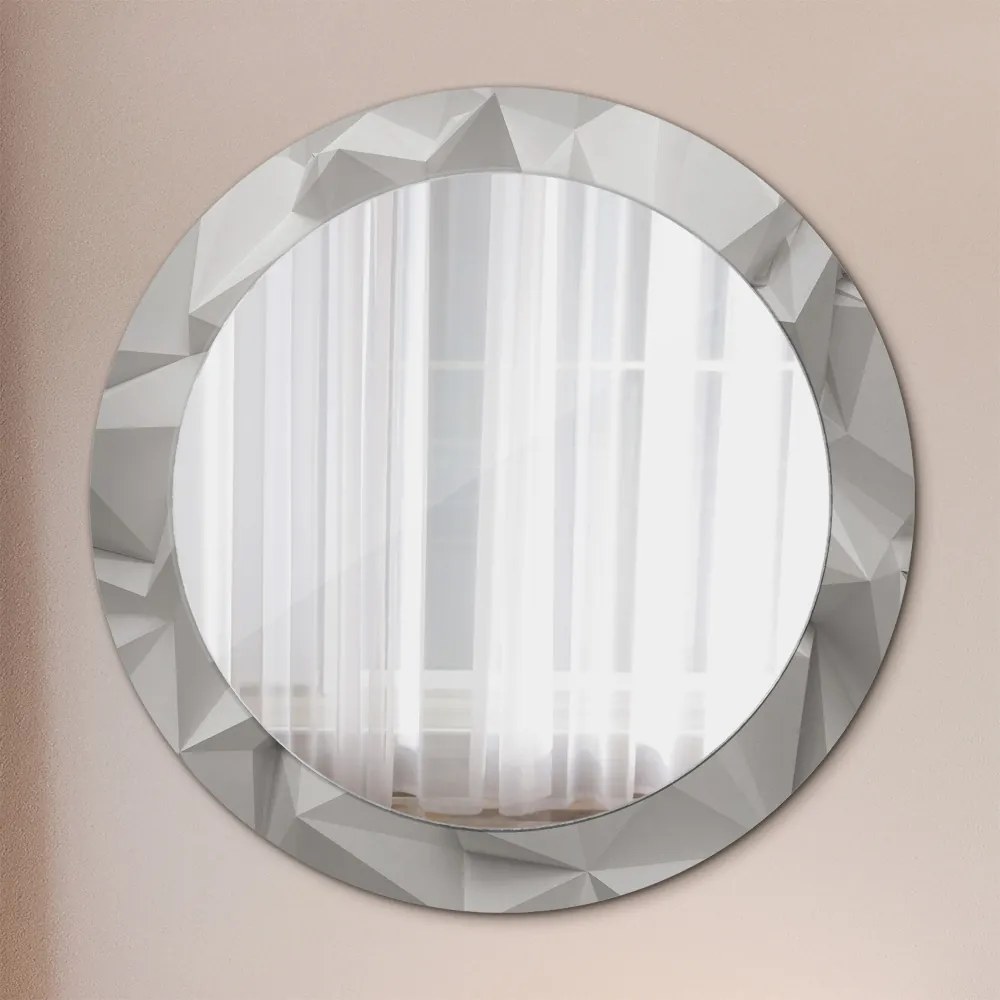 Kulaté dekorativní zrcadlo Abstraktní bílý krystal fi 70 cm