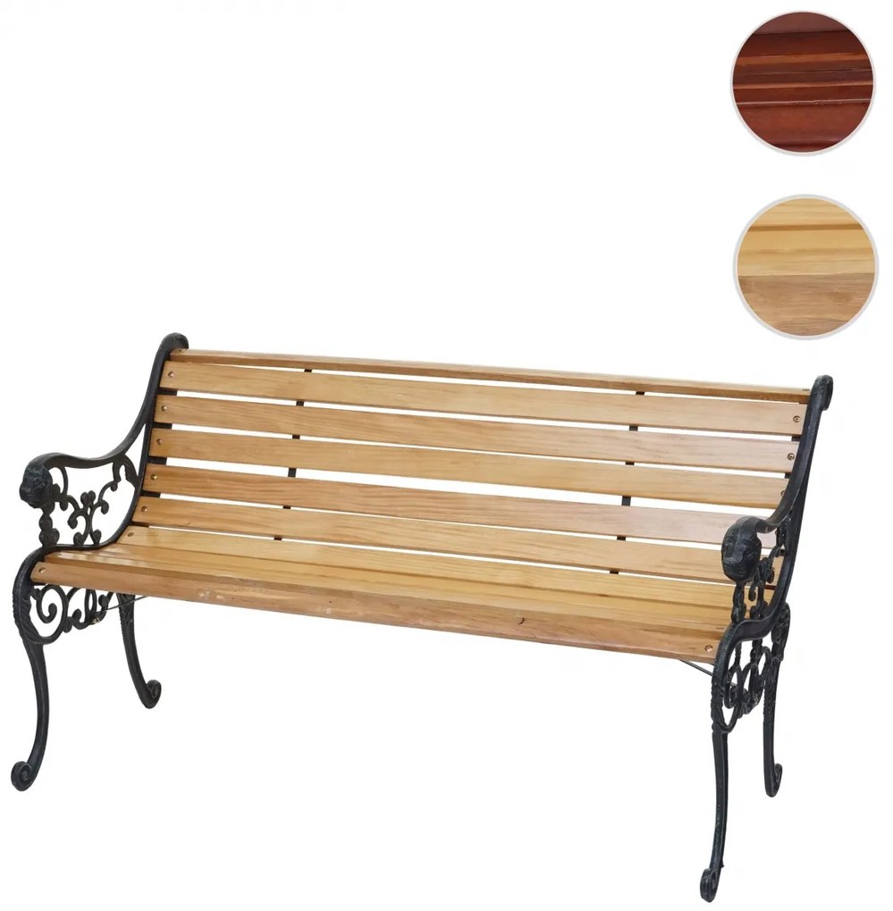 Zahradní lavice F98 2-místná - litina / dřevo, 125 cm - Světle hnědá