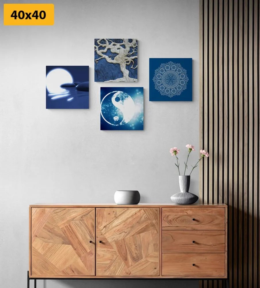 Set obrazů Feng Shui v modrém provedení Varianta: 4x 40x40