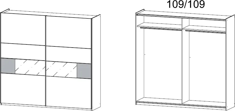 Šatní skříň Kirchberg, 218 cm, bílá/dub