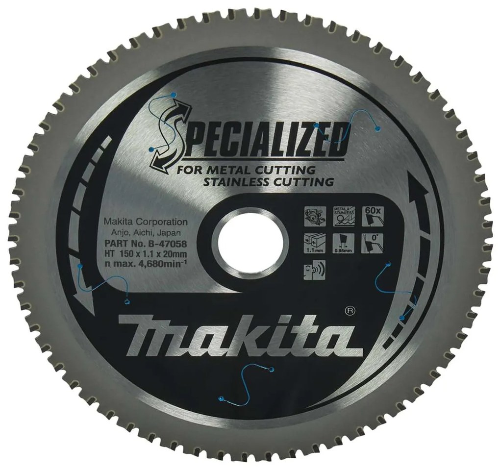 Makita Příslušenství - Pilový kotouč na nerezovou ocel, 150x20 mm, 52 zubů B-47058