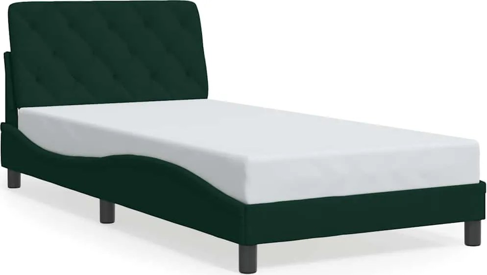 Rám postele bez matrace tmavě zelená 100 x 200 cm samet 3207908