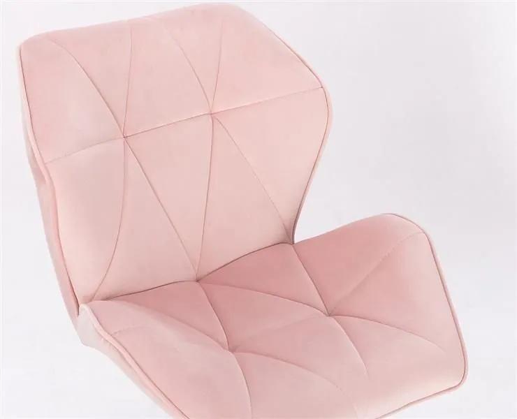 LuxuryForm Židle MILANO MAX VELUR na stříbrné podstavě s kolečky - světle růžová