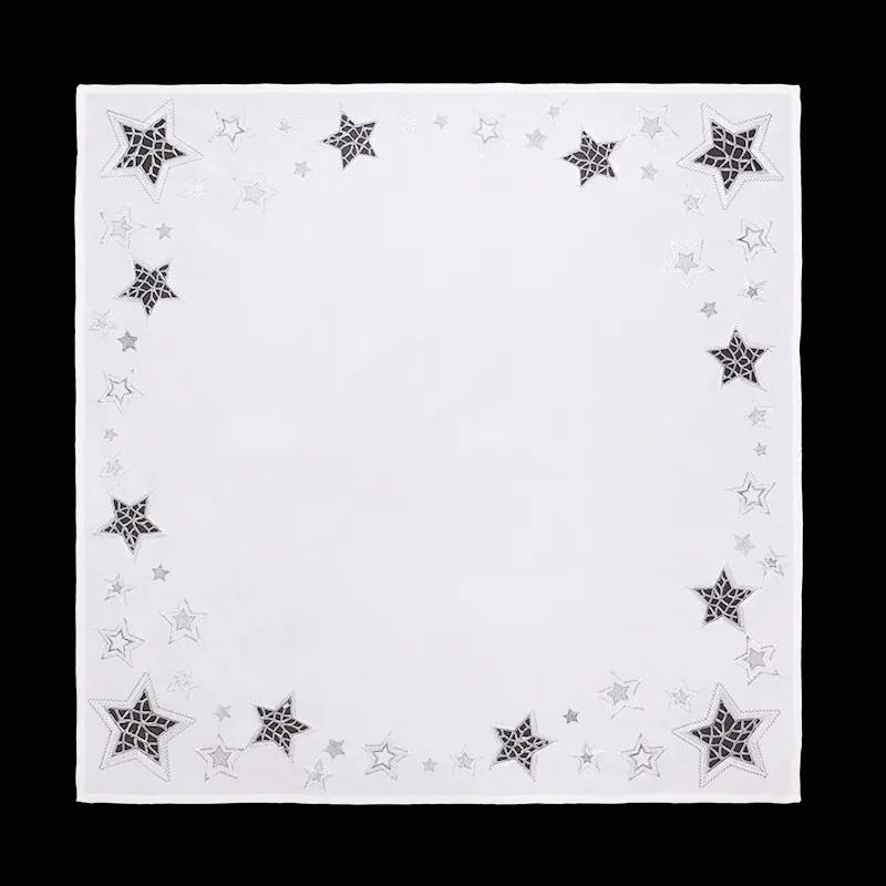 Polyesterový ubrus - vánoční vyrážené hvězdy
