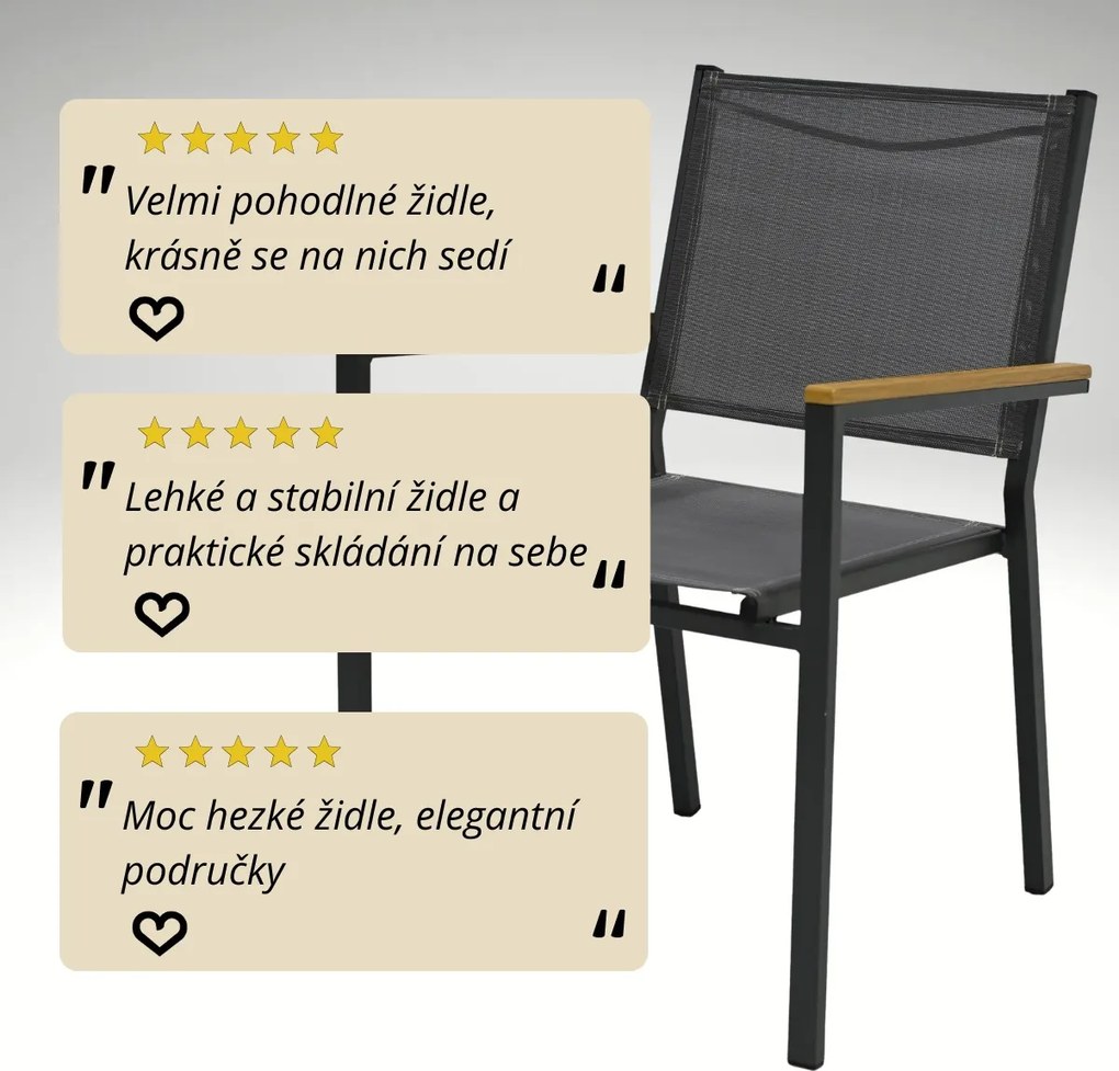Vikio Zahradní křeslo kov a síťovina v šedé barvě AZZ113S