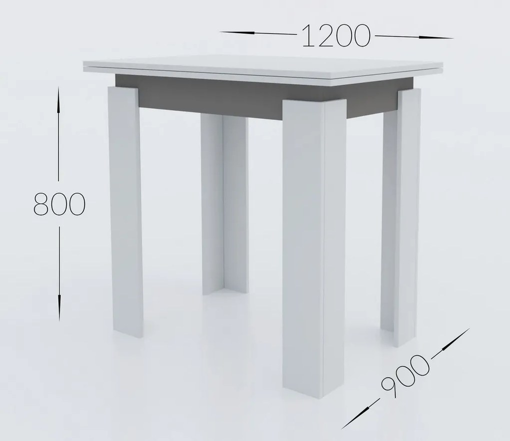 Casarredo Jídelní stůl rozkládací MANZINI 90x60 cm bílá/antracit