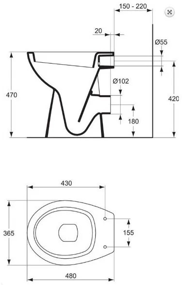 Ideal Standard Contour 21 Stojící klozet s hlubokým splachováním P239901