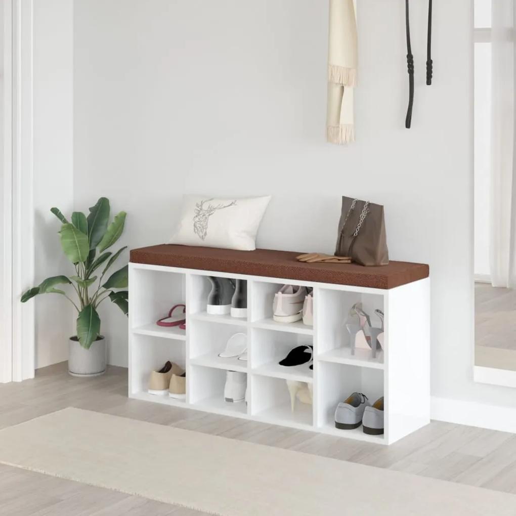 Botníková lavice bílá vysoký lesk 103x30x48 cm kompozitní dřevo - Default Title