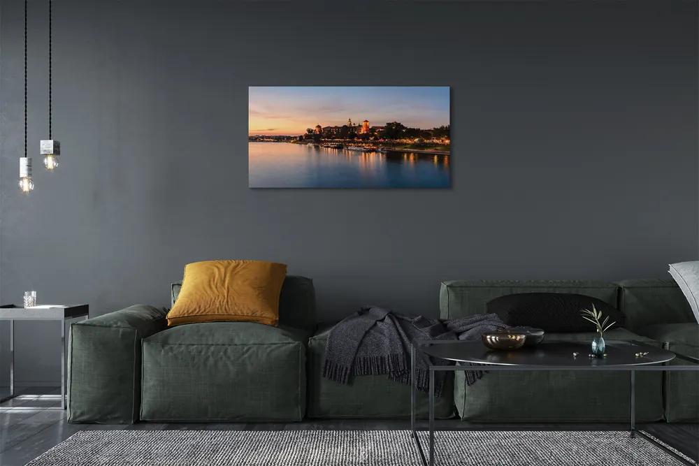 Obrazy na plátně Krakow Sunset řeky lock 125x50 cm