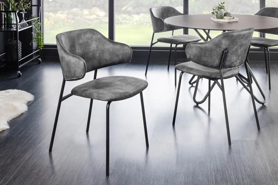 Designová jídelní židle Blois šedá samet