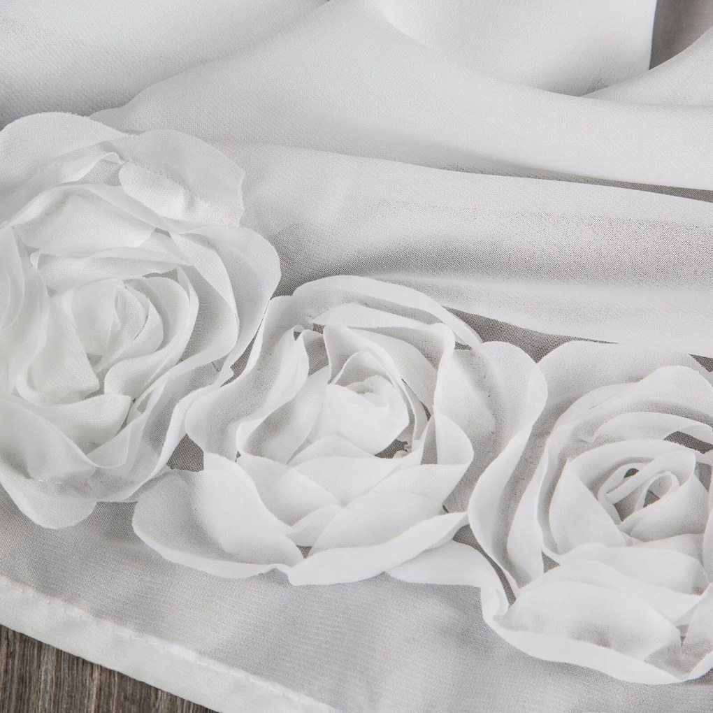 KRÁTKÁ ZÁCLONA NA PÁSCE EVA MINGE ROSES10 150X40 CM BÍLÁ
