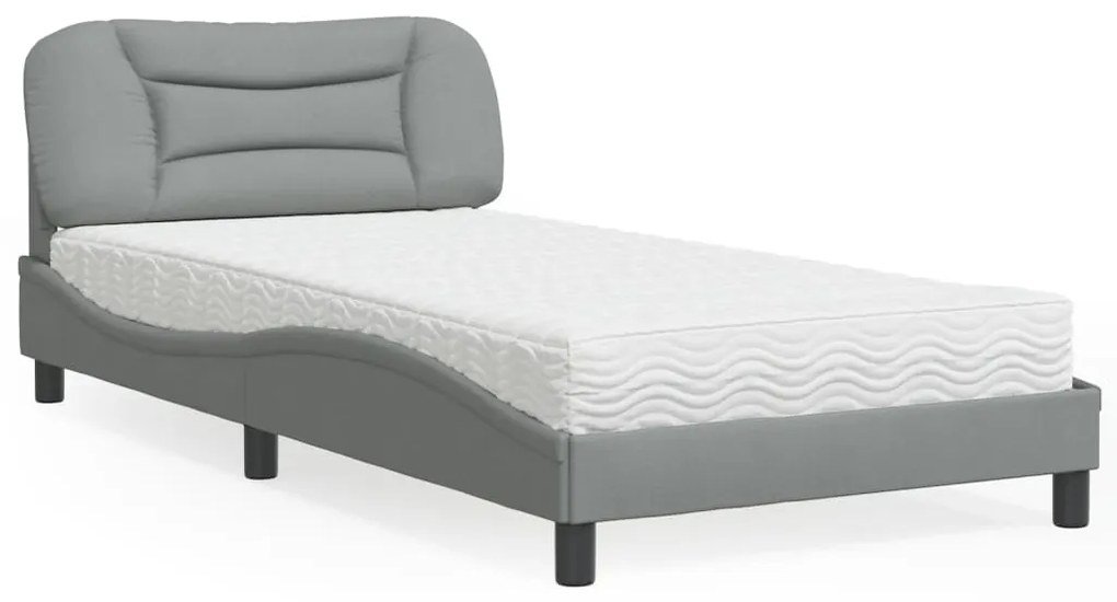 Postel s matrací Hvar světle šedá 100 x 200 cm textil 3208513