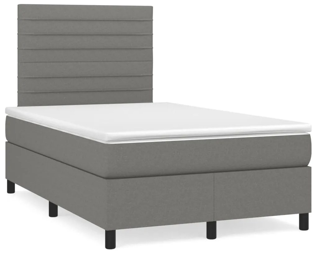Box spring postel s matrací a LED tmavě šedá 120x190 cm textil