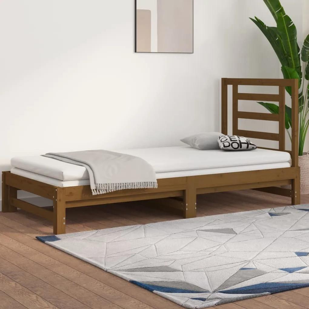 vidaXL Výsuvná postel 2x (90 x 190) cm masivní borovice [3108613] Barva: Černá