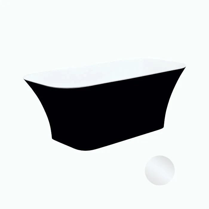 Besco Volně stojící vana z litého mramoru Assos S-Line BW 160x70 Barva: Bílá/černá, Rozměry (cm): 160x70, Typ a barva výpustě: Click-Clack s horním čištěním, grafit