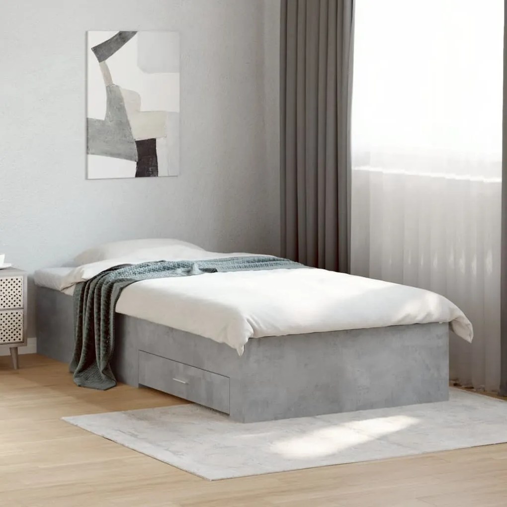 Rám postele se zásuvkami betonově šedý 75 x 190 cm kompozit 3280443
