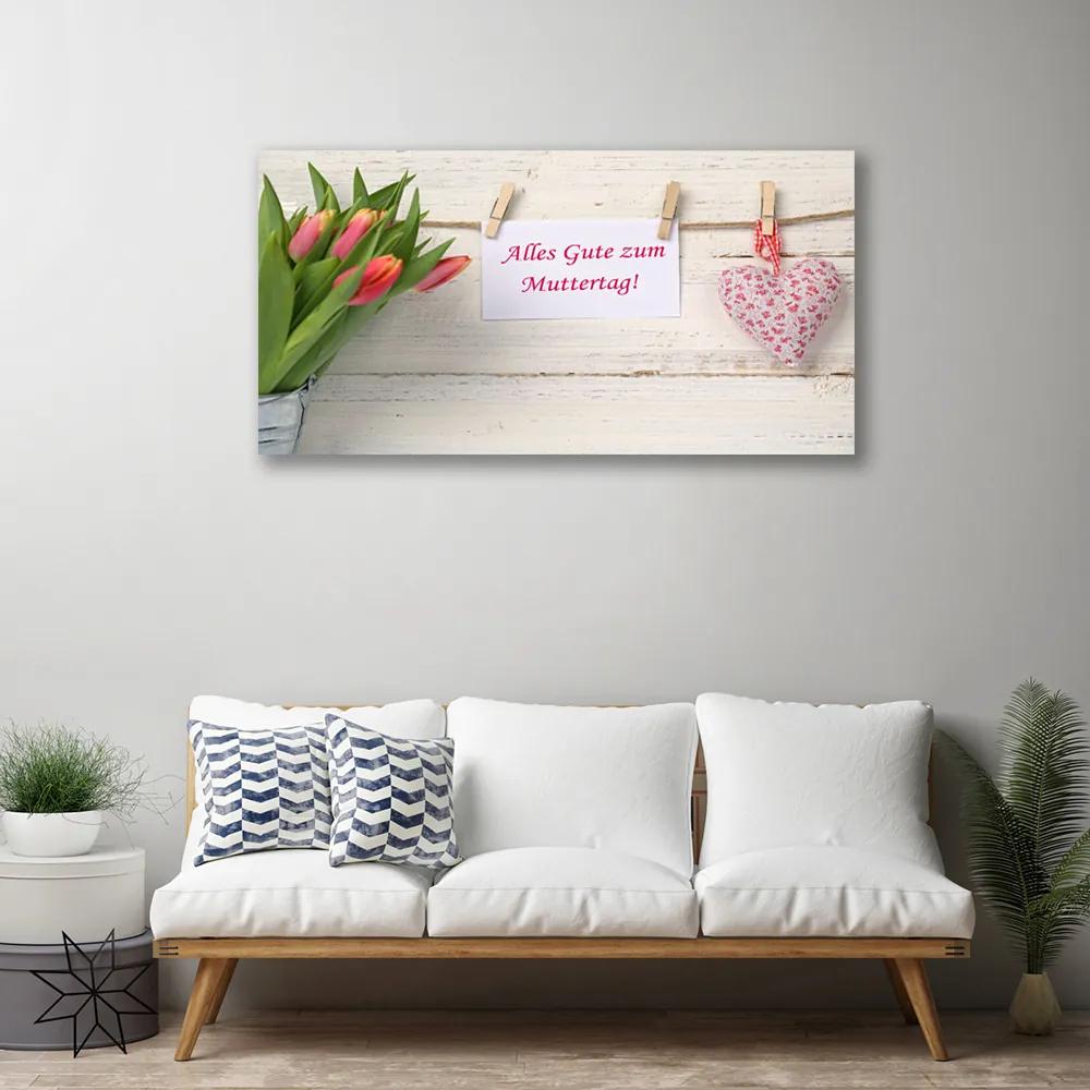 Obraz na plátně Tulipány Srdce Umění 100x50 cm