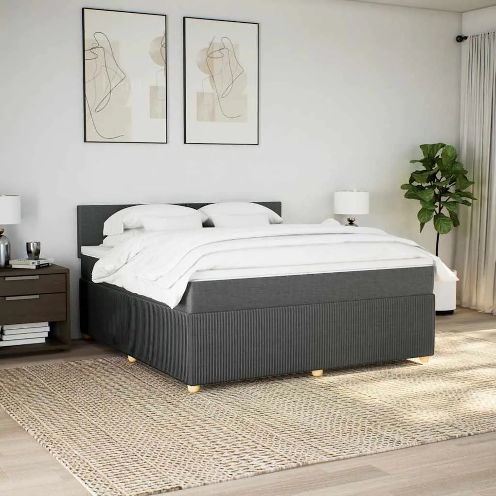 Box spring postel s matrací tmavě šedá 180x200 cm textil 3289829