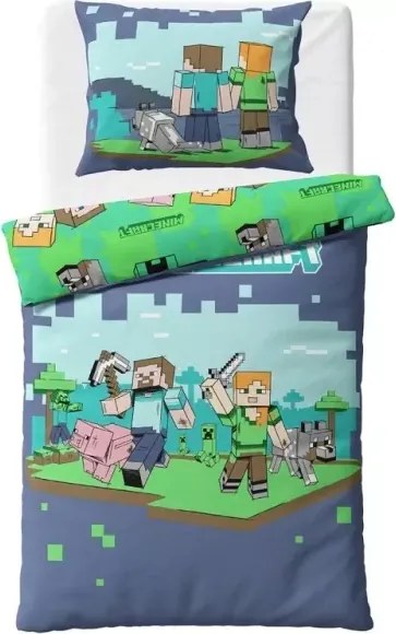 Carbotex povlečení bavlna Minecraft Vzhůru do Boje 140x200, 70x90 cm