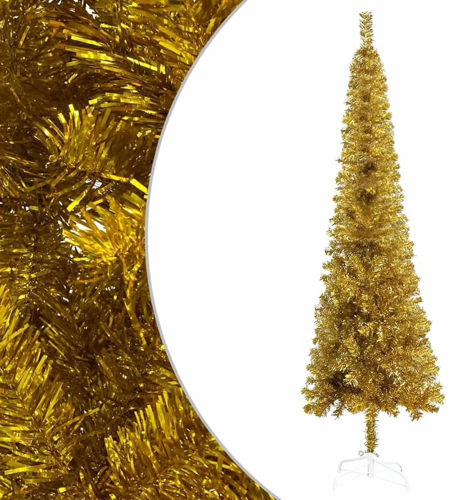 329233 vidaXL Úzký vánoční stromek zlatý 150 cm
