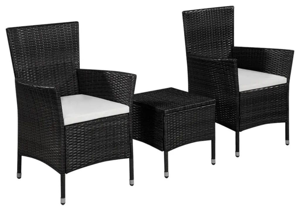 vidaXL Marketos 3dílný bistro set polyratan černý