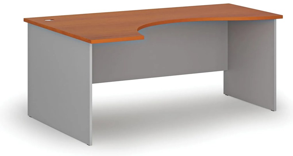 Ergonomický kancelářský psací stůl PRIMO GRAY, 180x120 cm, levý, šedá/třešeň