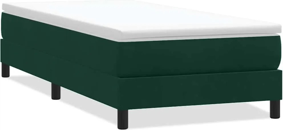 Postel Box Spring bez matrace tmavě zelená 90x220 cm samet 3315858