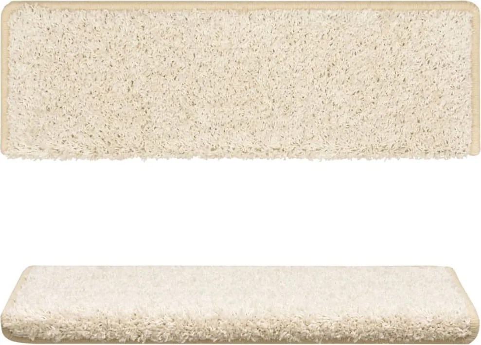 Schodové rohože 15 ks 65 x 21 x 4 cm bílé s obdélníkovým okrajem 134581