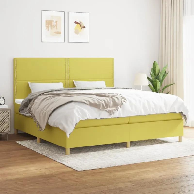 Box spring postel s matrací zelená 200x200 cm textil,  3142288 HangarStore.cz