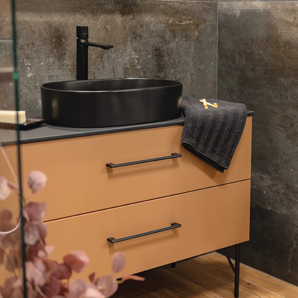 Laveo Desna, umyvadlo na desku 500x350x120 mm, černá matná, LAV-VUD_B250
