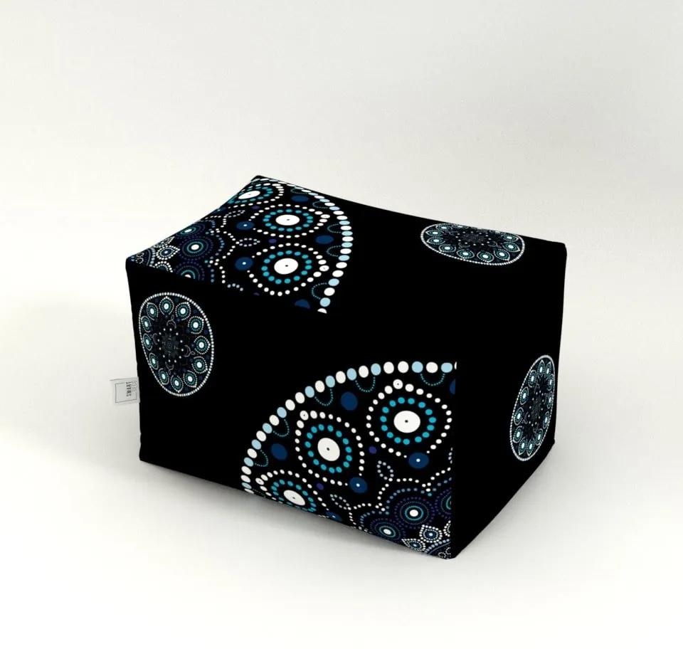Smartdeco Taburet velký Mandala Černo-modrá - (v/h/š) 40 x 40 x 60 cm