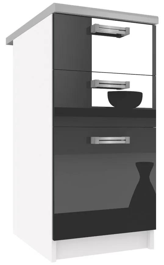 Kuchyňská skříňka Belini spodní se zásuvkami 40 cm černý lesk s pracovní deskou  INF SDSZ40/1/WT/B/0/D