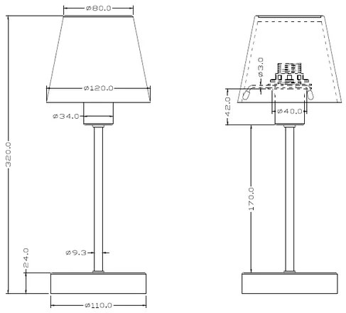 Stolní lampa Luis, bílé sklo