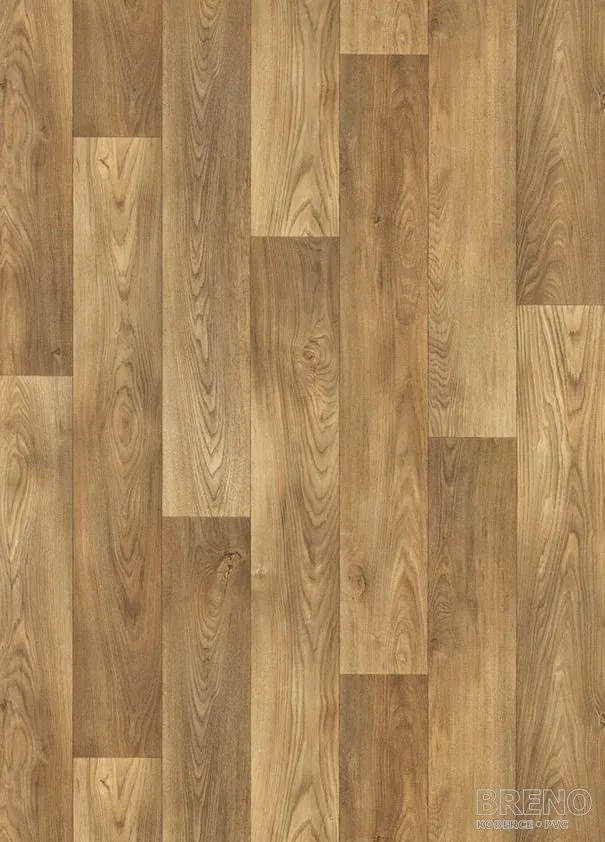 Breno PVC SMARTEX Sugar Oak 634D - tmavé dřevo, šíře 100 cm
