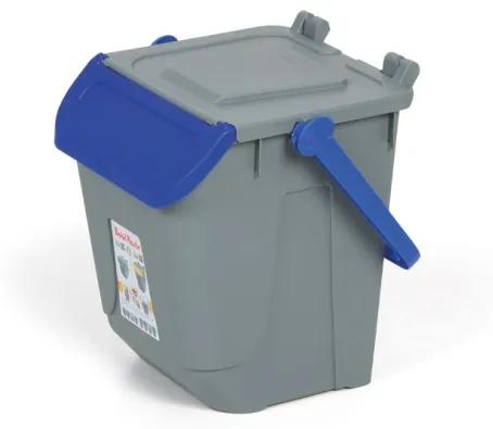 Mobil Plastic Plastový odpadkový koš na třídění odpadu ECOLOGY, šedá/modrá