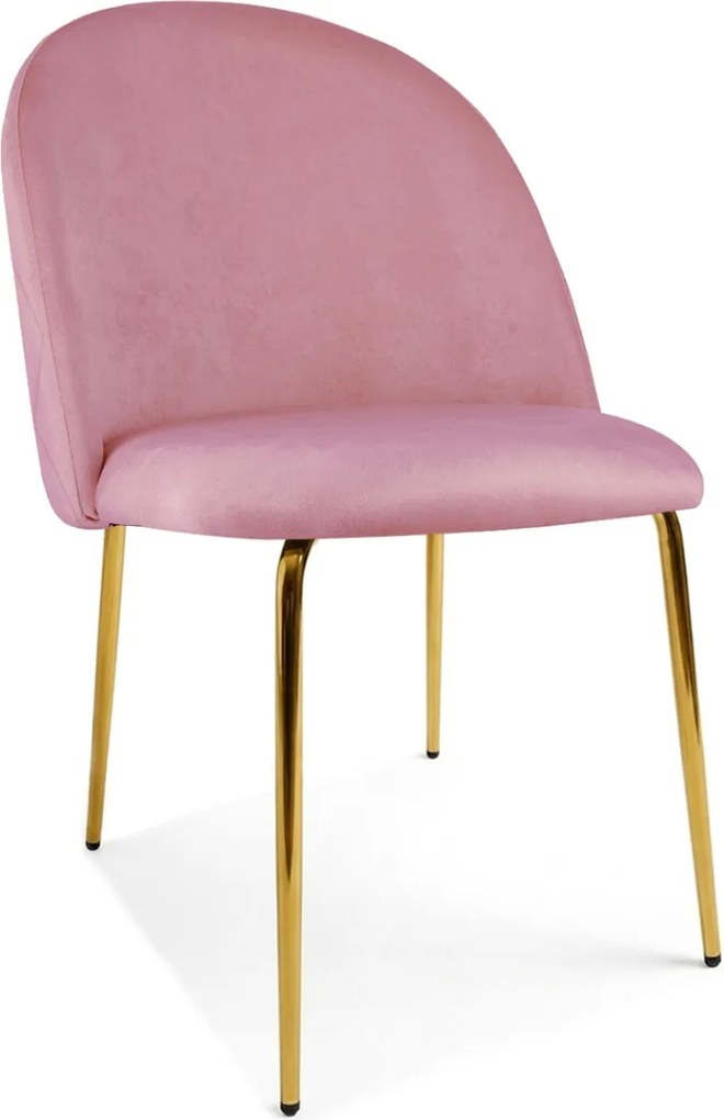 Jídelní židle INCA VELVET se zlatými nohami, růžová