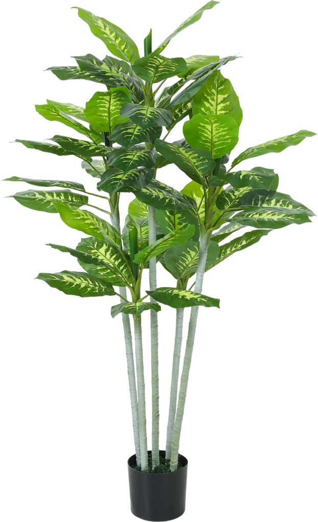 HOMCOM Umělá rostlina Calathea, 150 cm s cementovým květináčem — do interiéru | Aosom