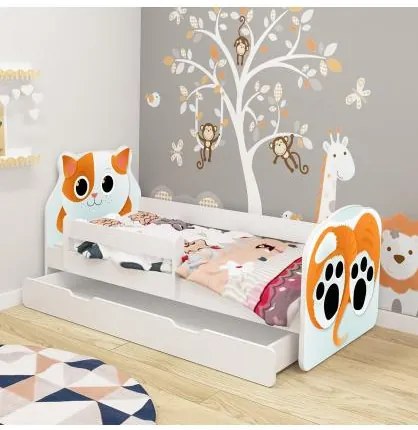 Dětská postel ACMA VII Kočka140x70 cm se šuplíkem + matrace zdarma