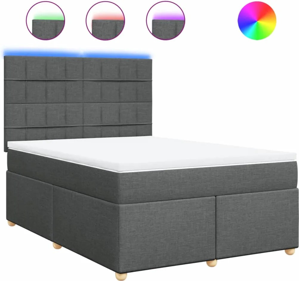 Box spring postel s matrací tmavě šedá 140x200 cm textil 3293604