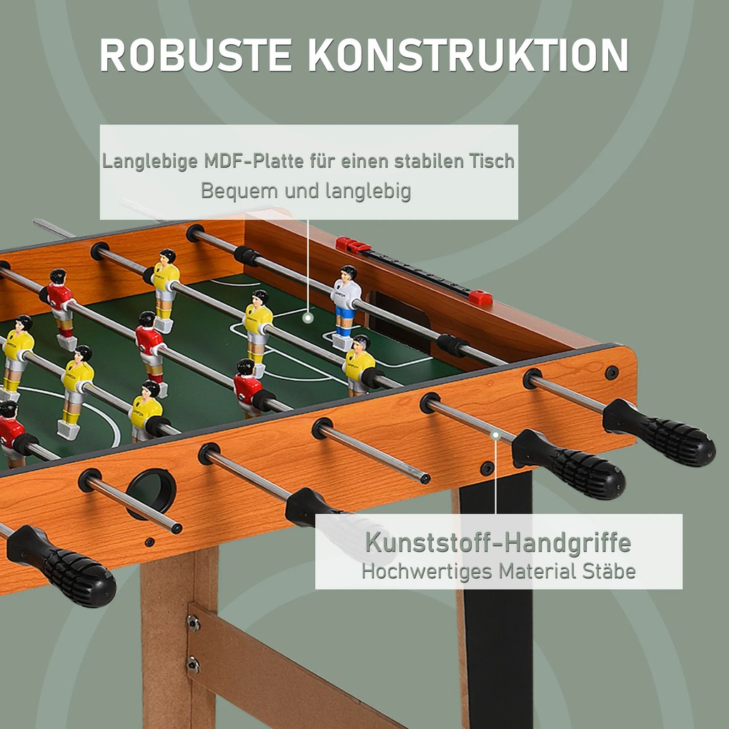 HOMCOM Stolní fotbal s nerezovými tyčemi, pro dospívající a dospělé, 84,5x40x61,2 cm, černý