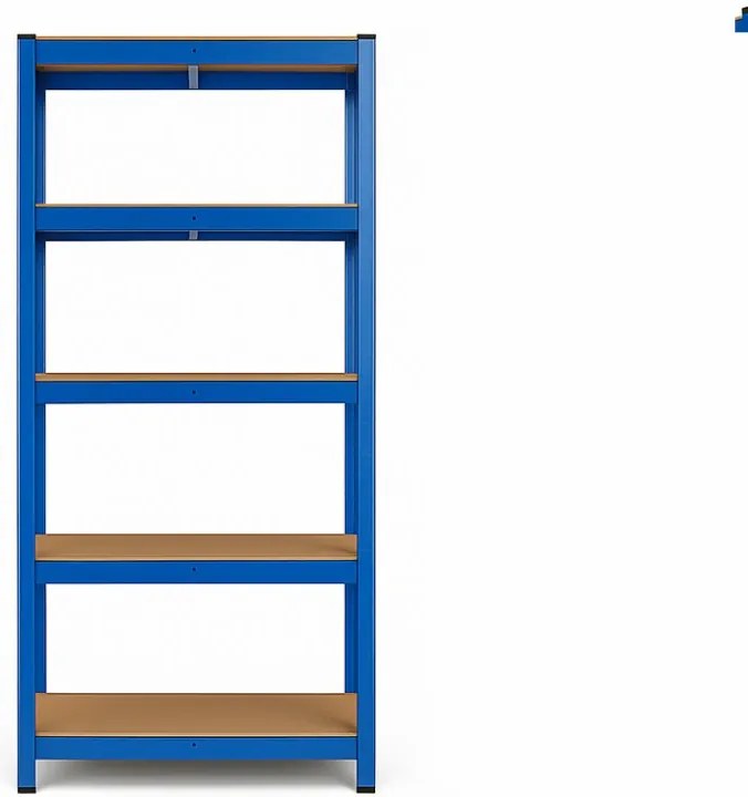 Akce 5x Regál 180x90x40 cm lakovaný 5-policový, nosnost 875 kg - modrý