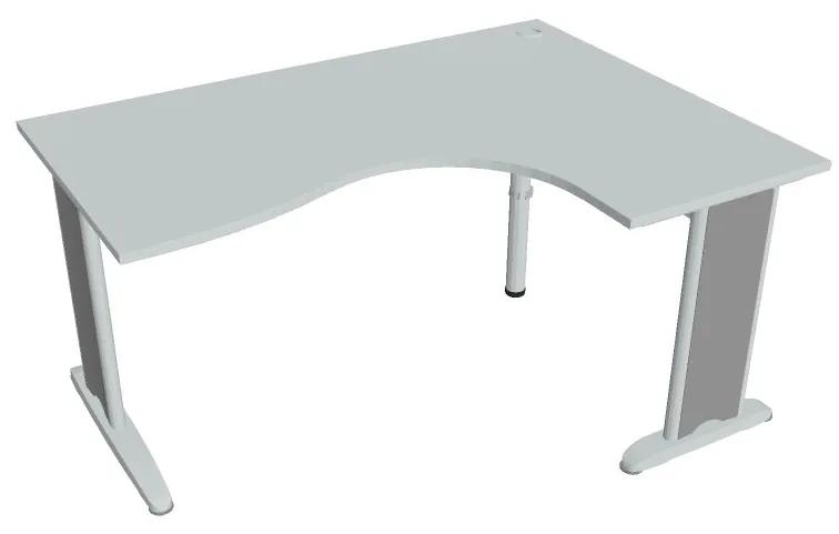 Stůl ergo oblouk levý 160×120/80 cm - Hobis Flex FE 2005 L Dekor stolové desky: šedá, Barva nohou: Stříbrná