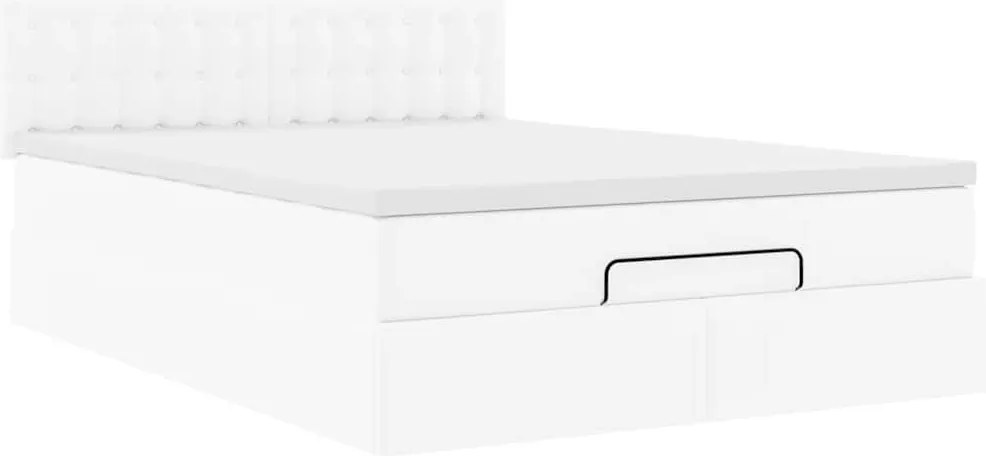 Osmanský rám postele s matrací bílý 140x190cm umělá kůže 3311304