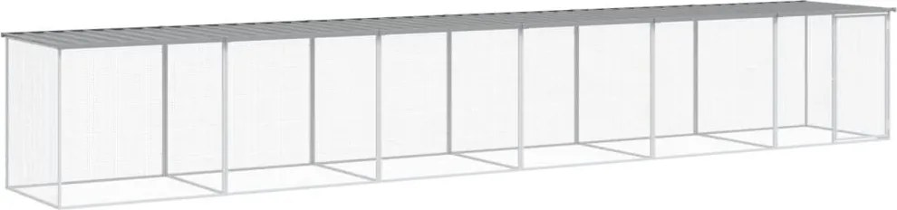 Klec pro kuřata se střechou světle šedá 603 x 98 x 90 cm ocel 3189056